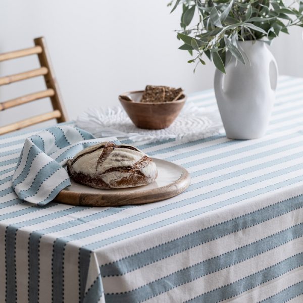 Flinders Woven Blue Stripe Table Cloth – Village Home & Living