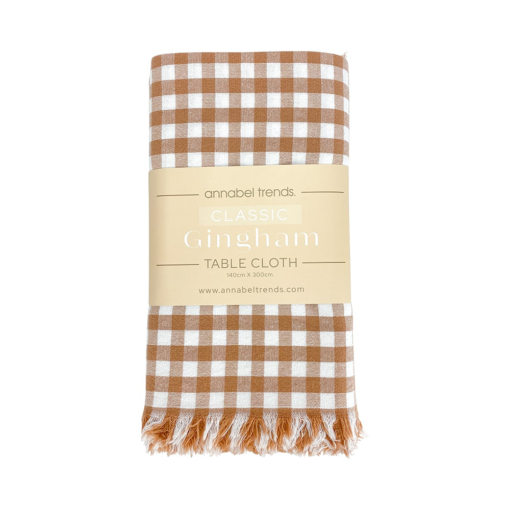 Gingham Tablecloth 140x300cm-Clay – Village Home & Living