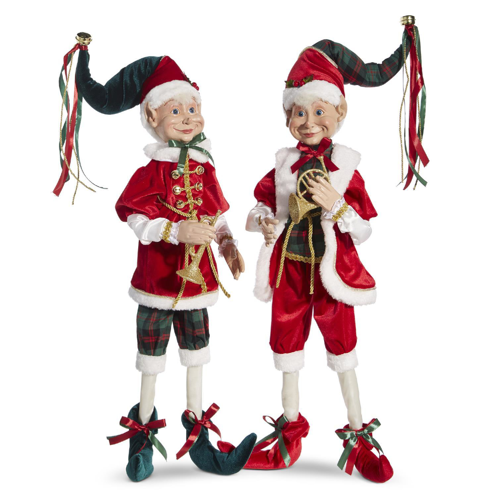 RAZ Plaid Red & Green Posable Elf – Village Home & Living