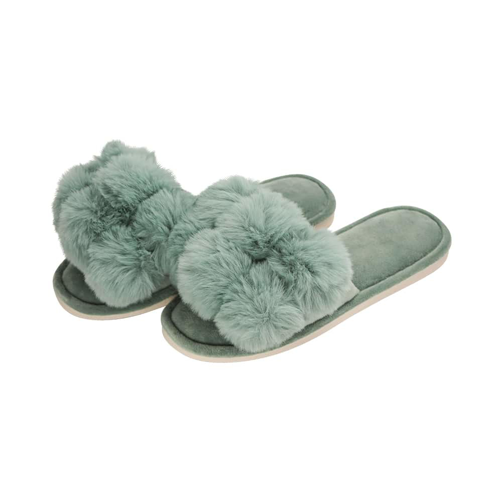 Pom Pom Slippers-Sage Large – Village Home & Living