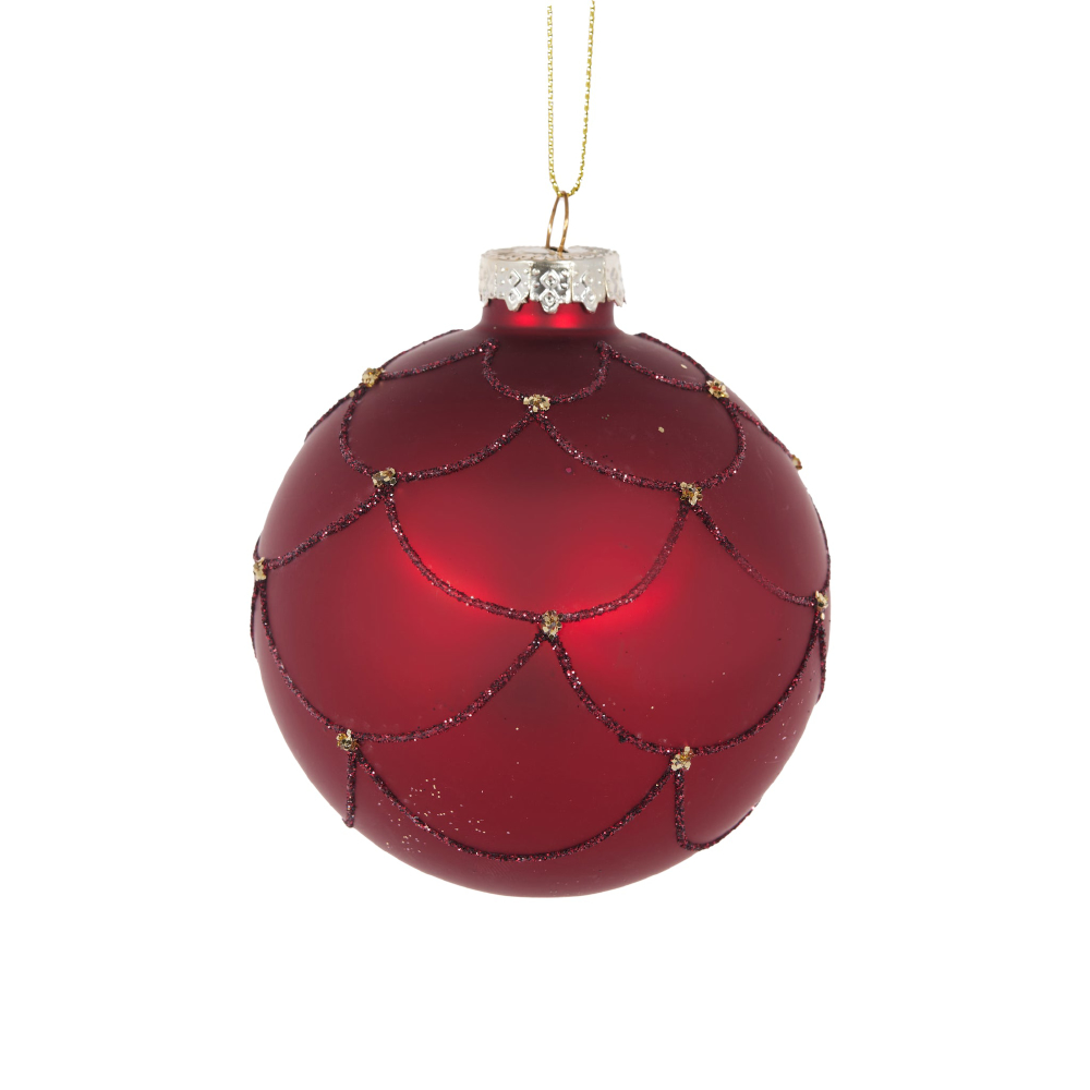 Matte Red Scalloped Bauble – Village Home & Living